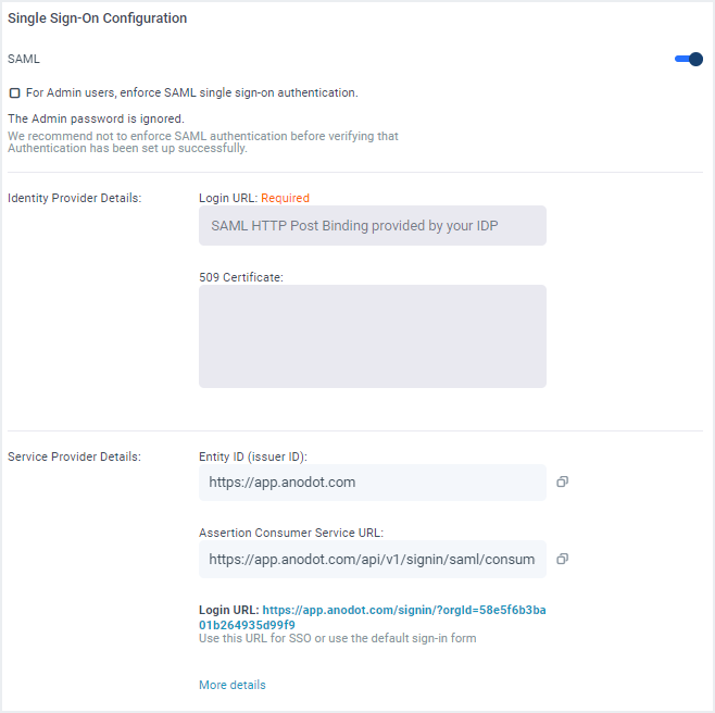 SAML SSO Authentication – Anodot