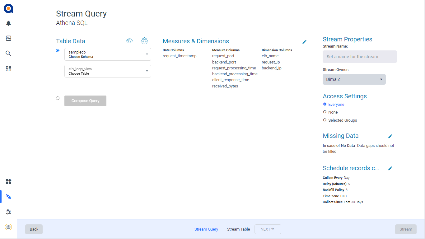 Creating a Stream Query from a Database – Anodot